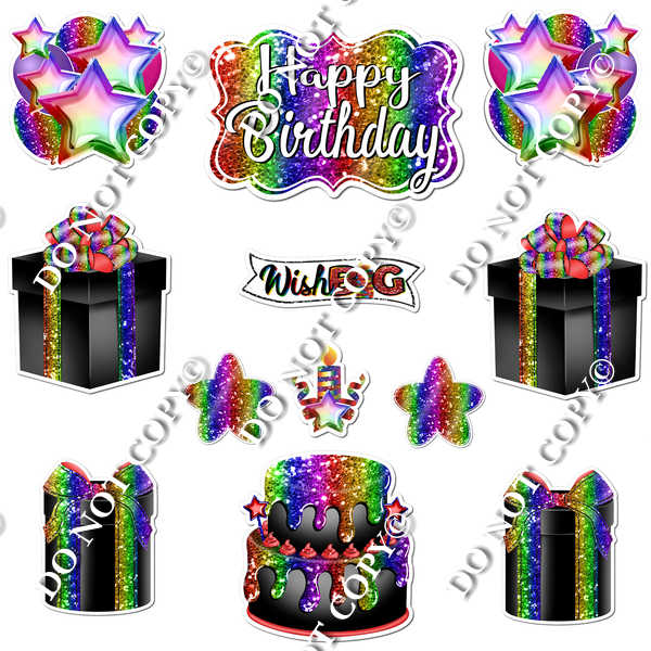 12 pc Quick Sets #2 - Sparkle Rainbow Flair-hbd0666| Sign Swag USA