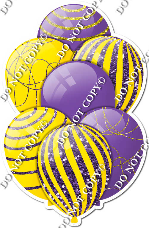 Purple & Yellow Balloons - Sparkle Accents| Sign Swag USA