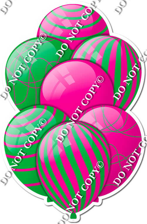 Hot Pink & Green Balloons - Flat Accents| Sign Swag USA