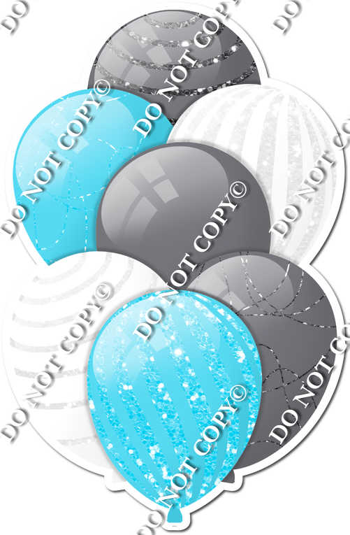 Silver, Baby Blue, & White Balloons - Sparkle Accents| Sign Swag USA