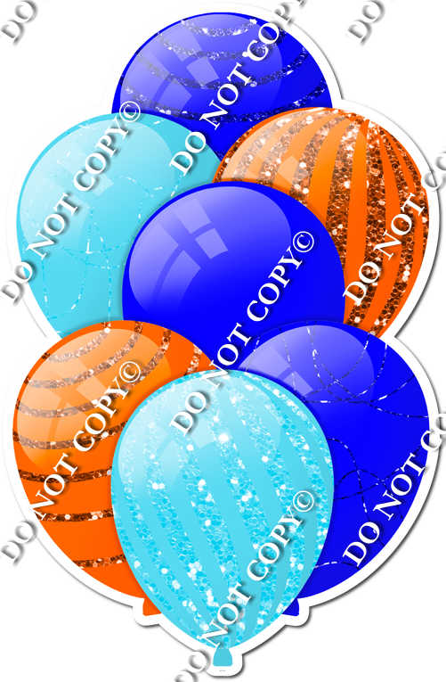 Blue, Baby Blue, & Orange Balloons - Sparkle Accents| Sign Swag USA