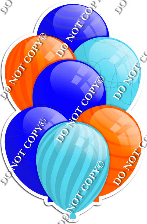 Blue, Baby Blue, & Orange Balloons - Flat Accents| Sign Swag USA