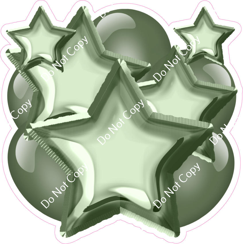 Flat Sage Balloon & Star Bundle| Sign Swag USA