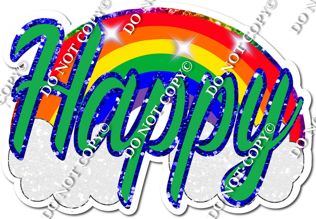 Teal Happy & Rainbow| Sign Swag USA