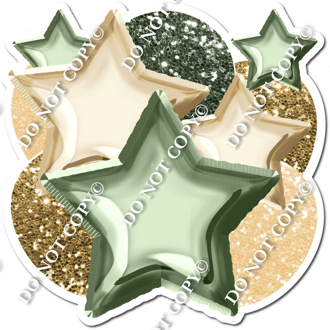 Sage, Champagne, Gold Balloon & Star Bundle| Sign Swag USA