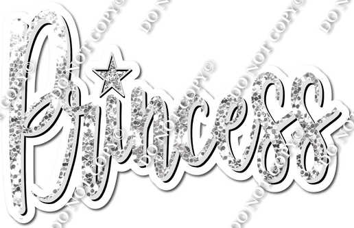 Light Silver Cursive Sparkle Cursive Princess Statement w/ Variant ...