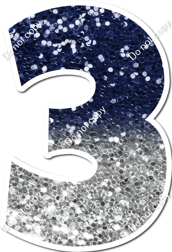 30" Individuals - Navy Blue / Light Silver Ombre Sparkle| Sign Swag USA