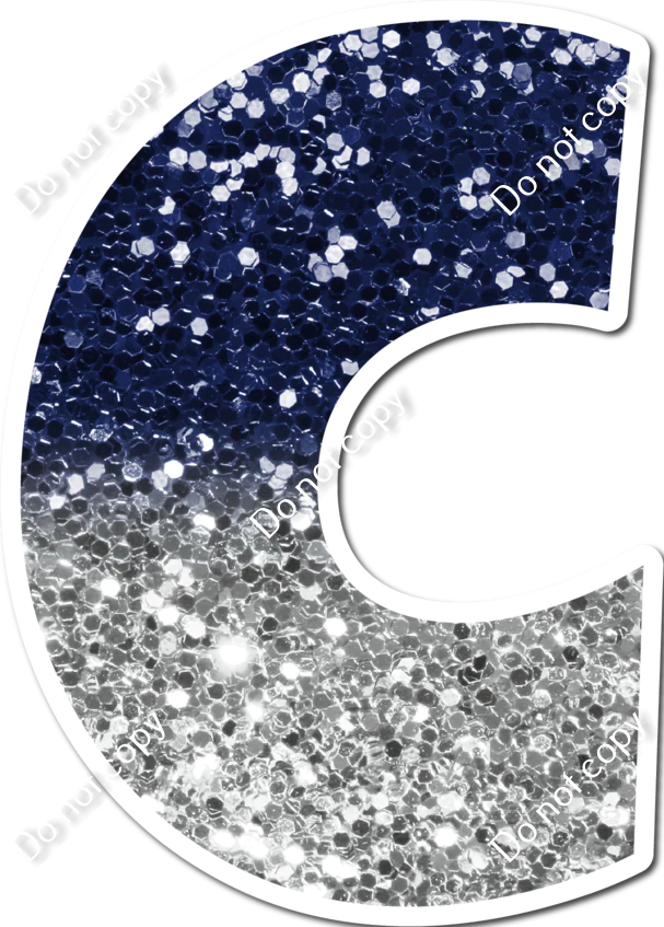 LG 18" Individuals - Navy Blue / Light Silver Ombre Sparkle| Sign Swag USA