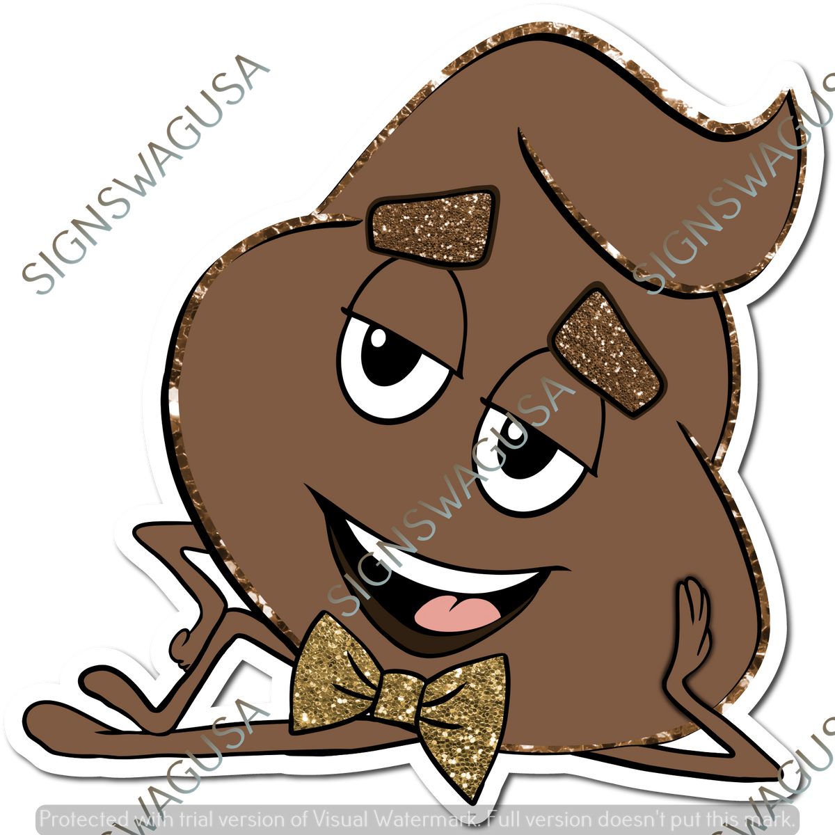 Gold Bow Tie - Chillin Poo Emoji| Sign Swag USA