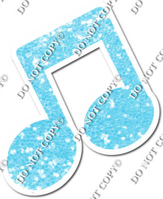 Baby Blue Sparkle Slanted Beamed Eighth Music Note| Sign Swag USA