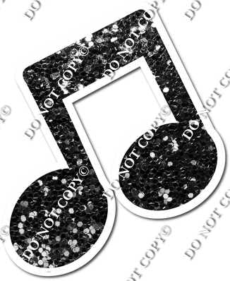 Black Sparkle Slanted Beamed Eighth Music Note w/ Variants| Sign Swag USA