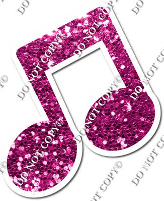 Hot Pink Sparkle Slanted Beamed Eighth Music Note| Sign Swag USA