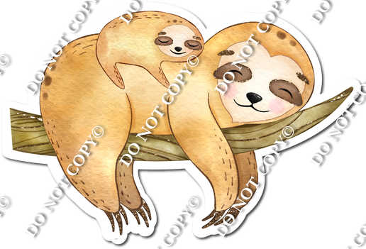 Sloth and Baby Laying on Branch| Sign Swag USA