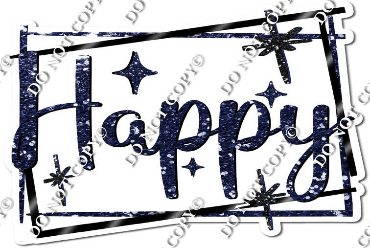 Black Border - Navy Blue Happy Birthday Statement| Sign Swag USA