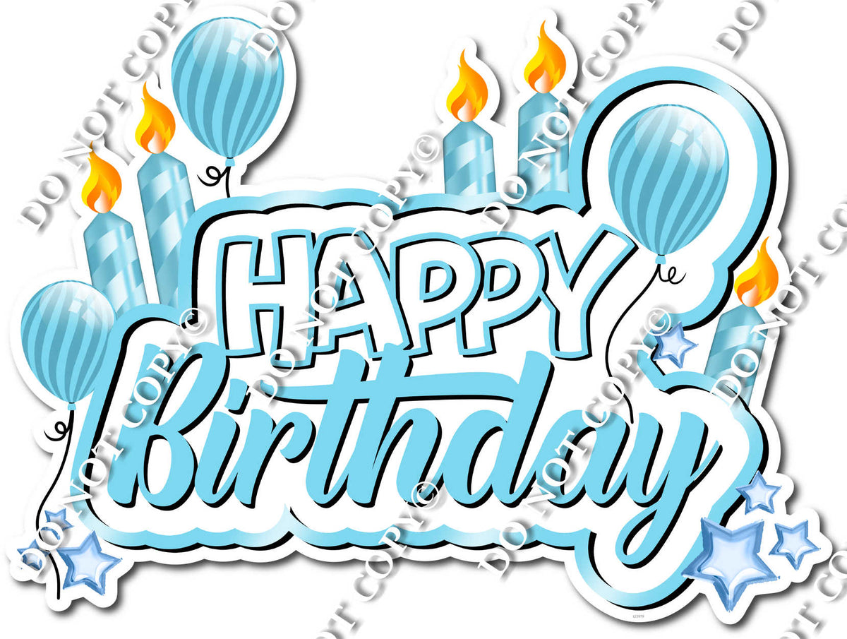 Flat Baby Blue - Happy Birthday Cake Toppers| Sign Swag USA