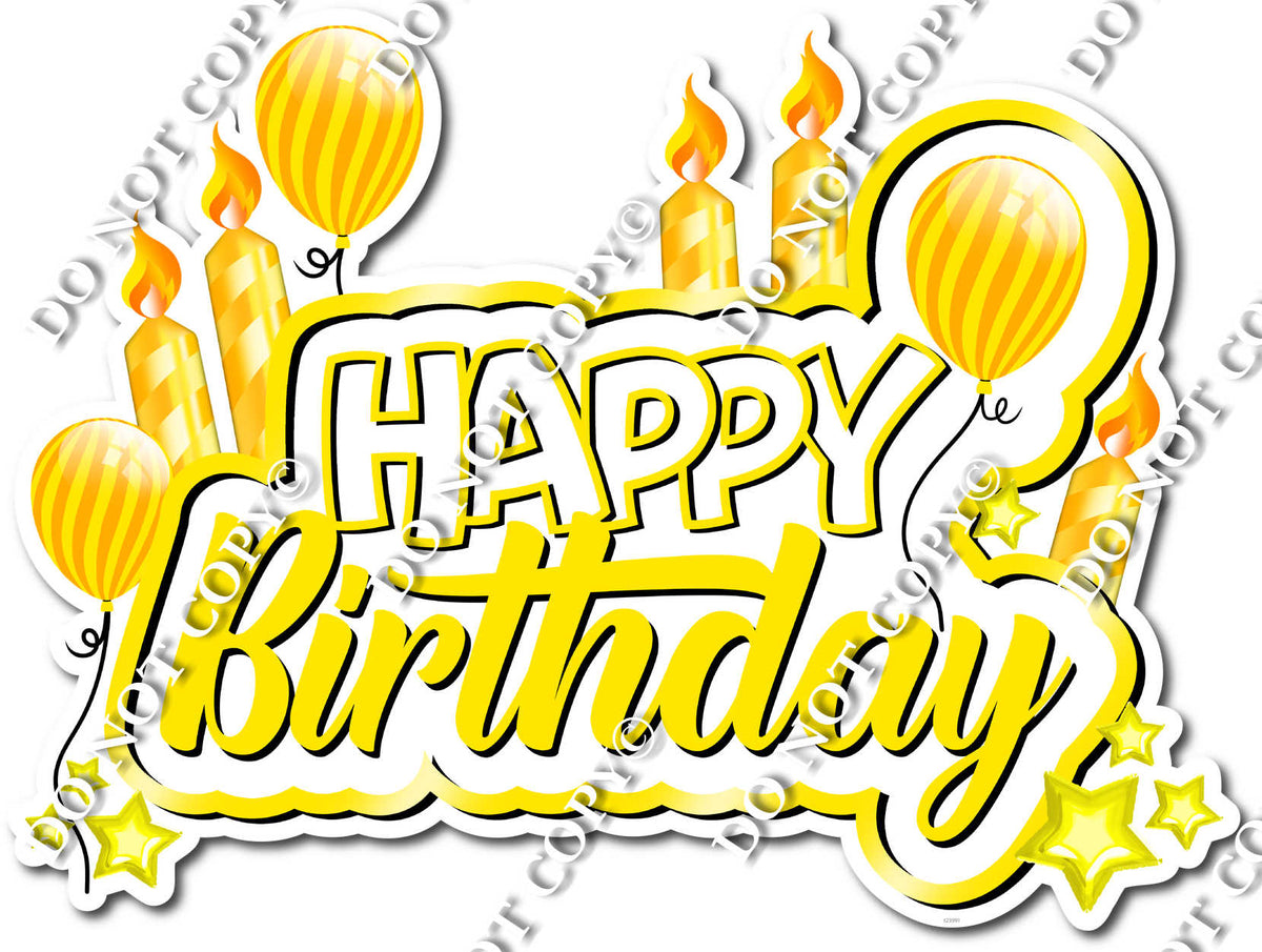 Flat Yellow - Happy Birthday Cake Toppers| Sign Swag USA