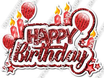 Sparkle Red - Happy Birthday Cake Toppers| Sign Swag USA