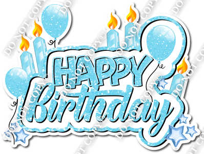 Sparkle Baby Blue - Happy Birthday Cake Toppers| Sign Swag USA