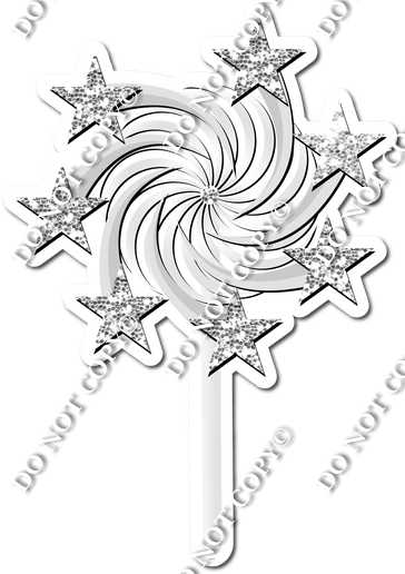 Sparkle - Light Silver - Spinning Star Wand w/ Variants| Sign Swag USA