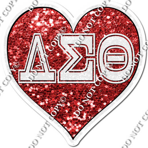 Red Sparkle Heart Delta Sigma Theta Statement w/ variant| Sign Swag USA