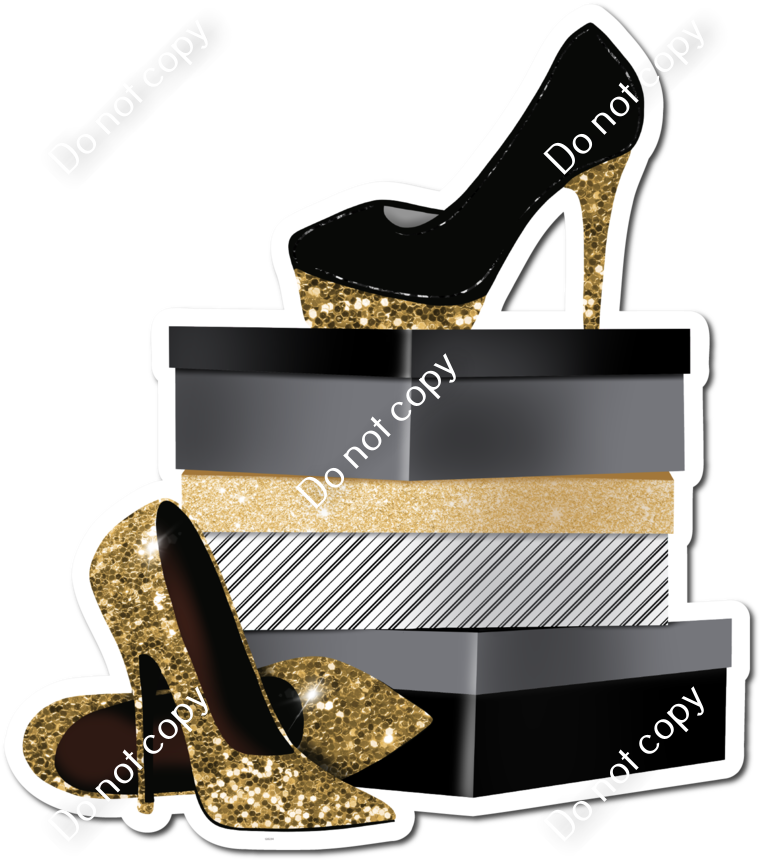 Gold High Heels & Shoe Boxes w/ Variants| Sign Swag USA