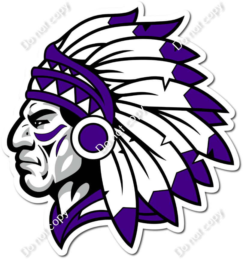 Purple - Indian Chief Profile General Mascot| Sign Swag USA