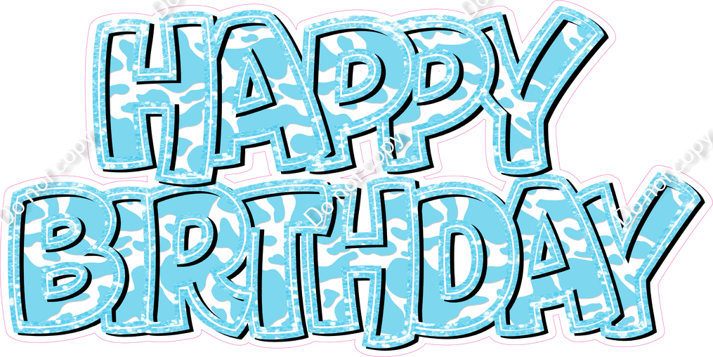 Baby Blue Cow Print BB Happy Birthday Statement| Sign Swag USA