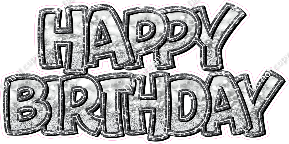 Sparkle Silver & Light Silver Bokeh BB Happy Birthday Statement| Sign ...