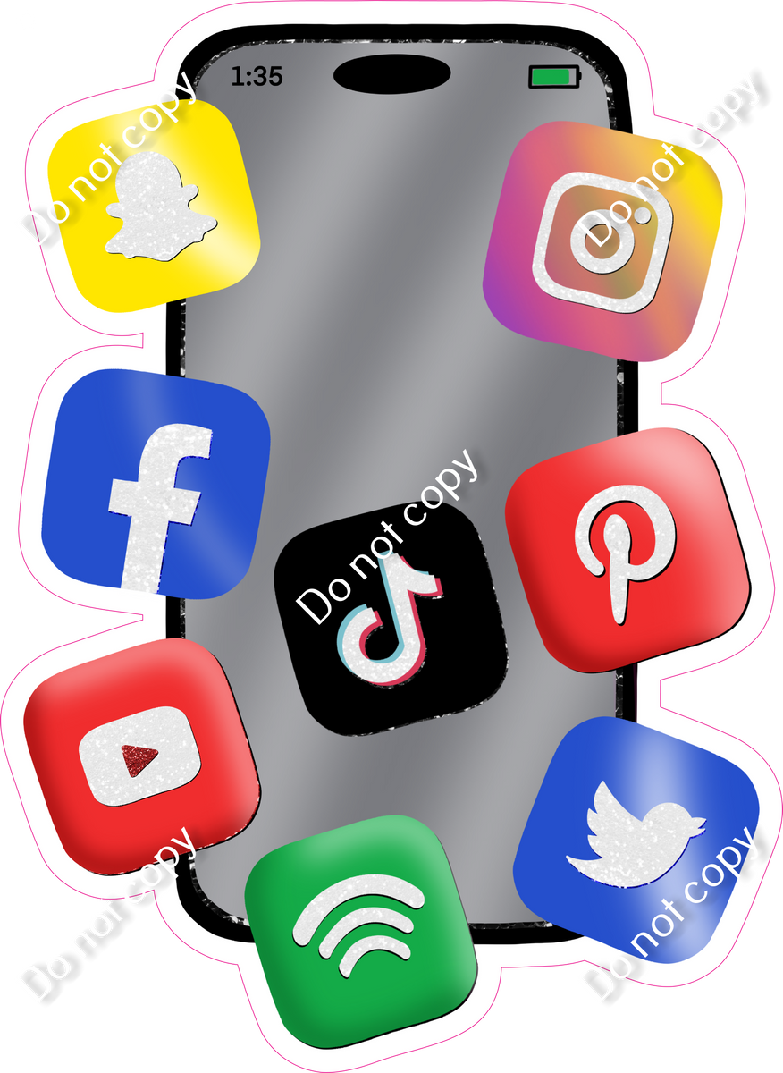 Cell Phone with Floating Social Media Links| Sign Swag USA