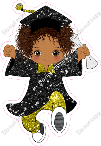 Graduation Girl - Dark Skin Tone - Yellow w/ Variants| Sign Swag USA