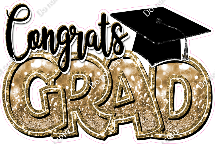 Gold - Bokeh - Congrats Grad Statement| Sign Swag USA