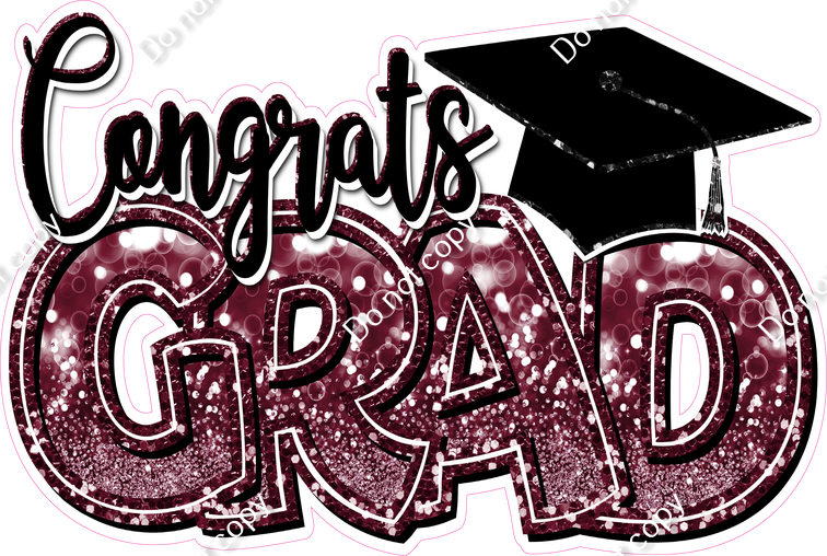 Burgundy - Bokeh - Congrats Grad Statement| Sign Swag USA