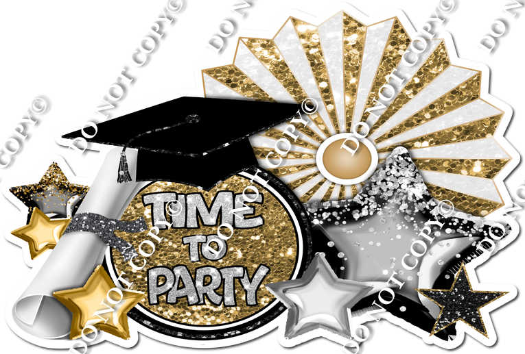 Gold Time To Party Statement with Fan w/ Variant| Sign Swag USA