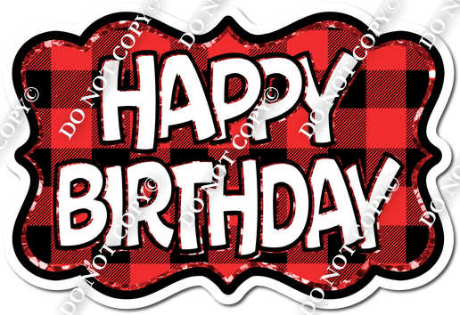 Sparkle Red Plaid HAPPY BIRTHDAY Statement w/ Variant| Sign Swag USA