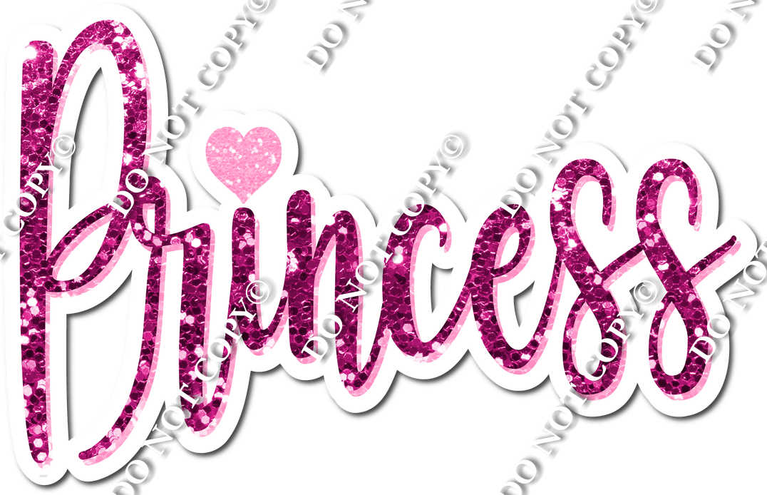Sparkle Hot Pink & Baby Pink Cursive Princess Statement w/ Variant ...