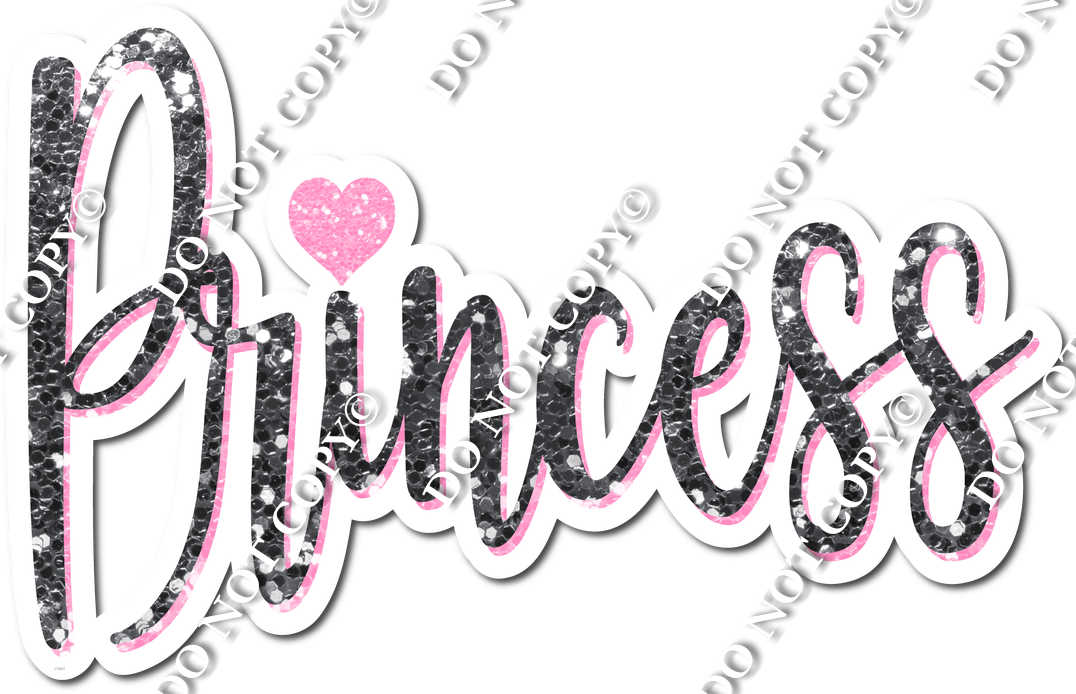 Sparkle Silver & Baby Pink Cursive Princess Statement w/ Variant| Sign ...