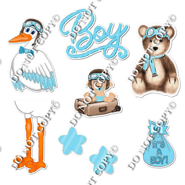 8 pc Light Skin Tone Boy Stork Theme0604| Sign Swag USA