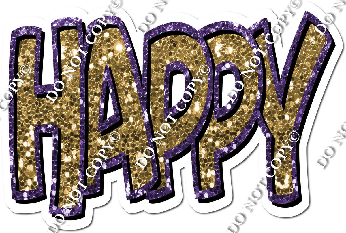 Purple & Gold HAPPY Statement w/ Variant| Sign Swag USA