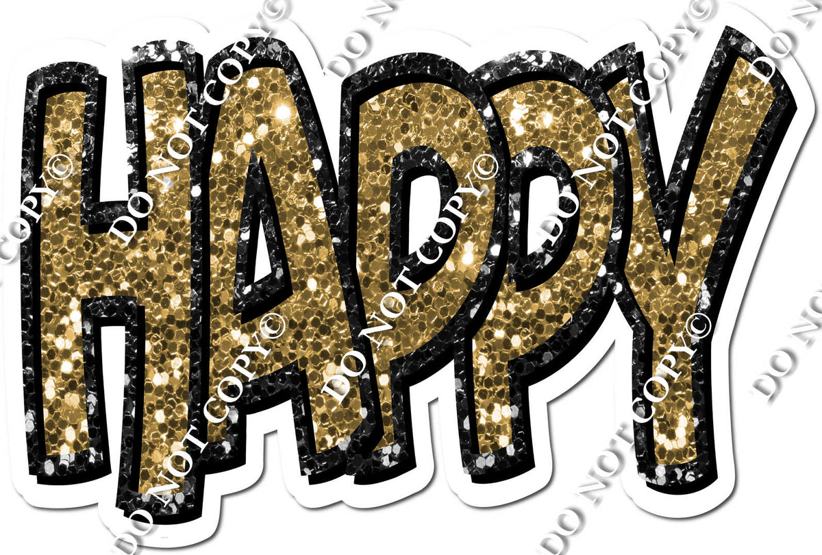 Black & Gold HAPPY Statement w/ Variant| Sign Swag USA