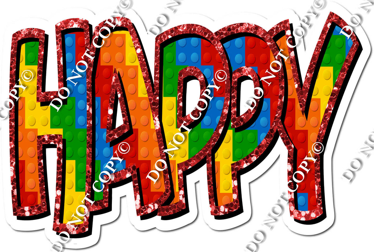 Building Block HAPPY Statement w/ Variant| Sign Swag USA