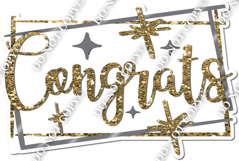 White & Gold Congrats Grad w/ Variant| Sign Swag USA